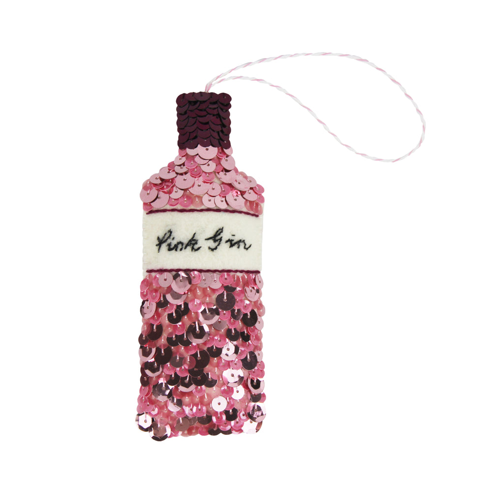 Pretty Pink Gin Sequin Hanging Ornament | Kate Gwilliam